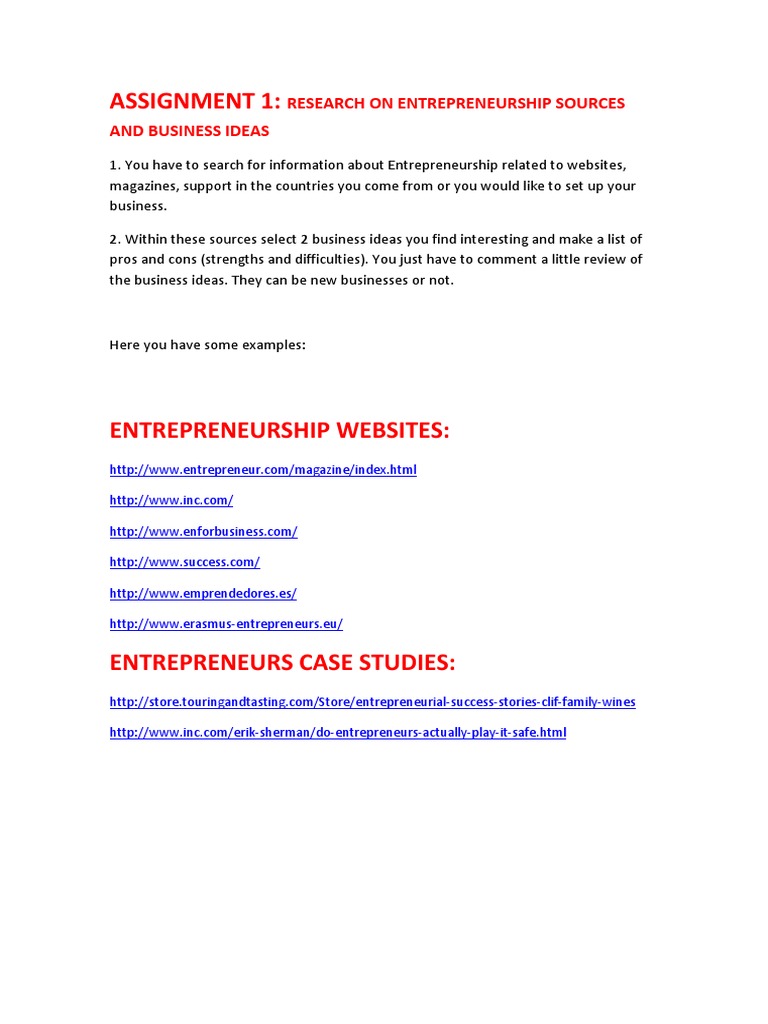 Entrepreneurship Research Guide | PDF | Business