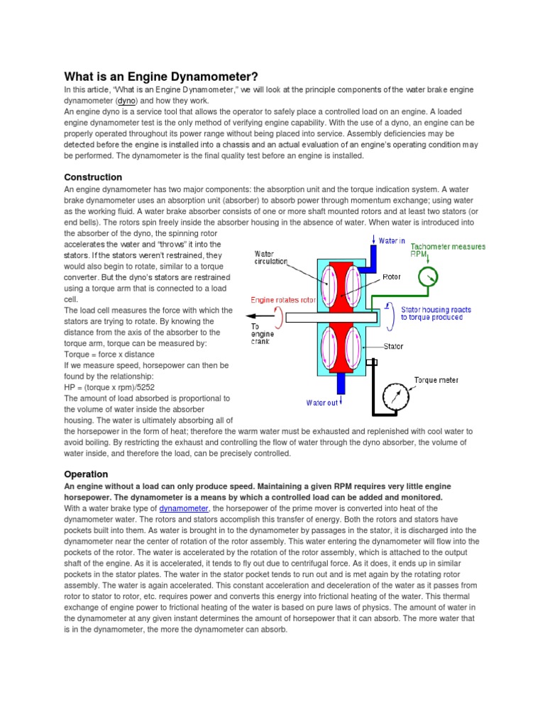 Water Brake Engine Dynamometer Explained | PDF | Machines | Mechanical ...