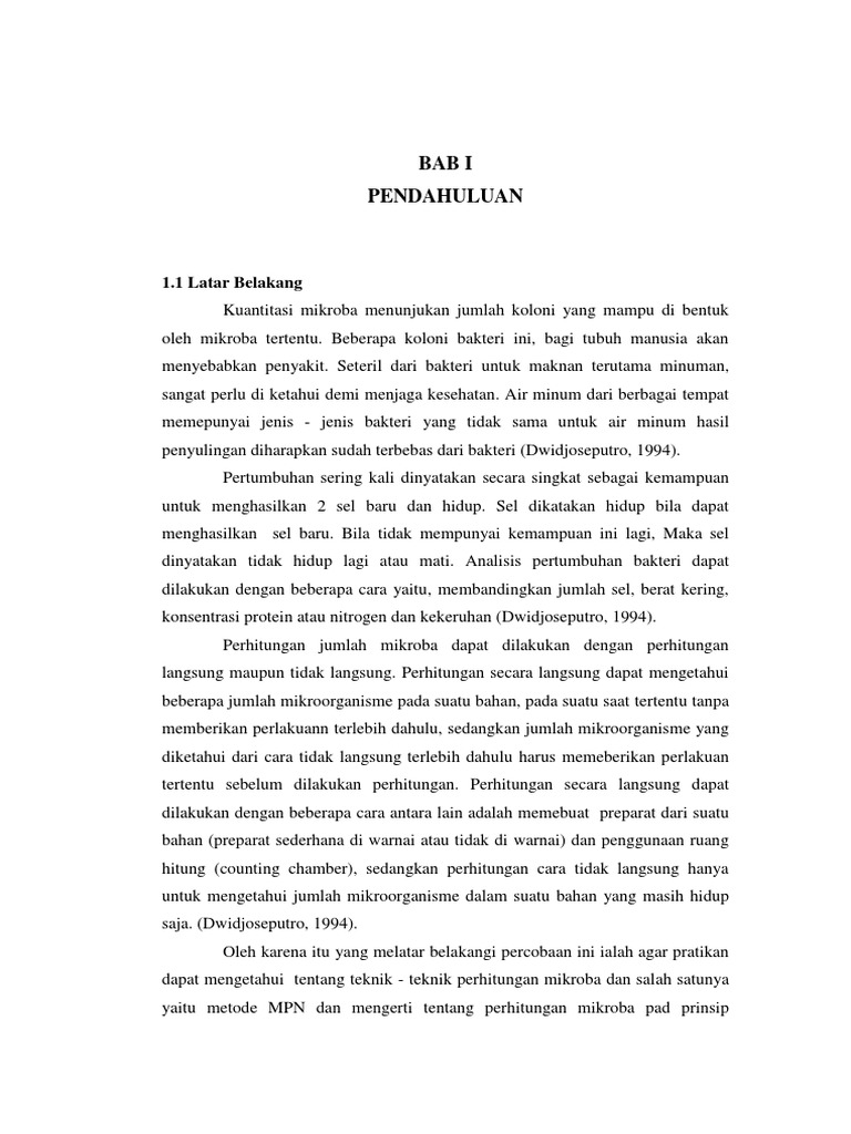 Metode Most Probable Number (MPN) | PDF | Sains & Matematika