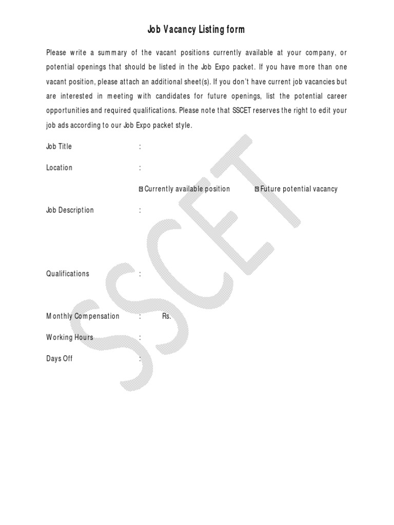 Job Vacancy Form | PDF