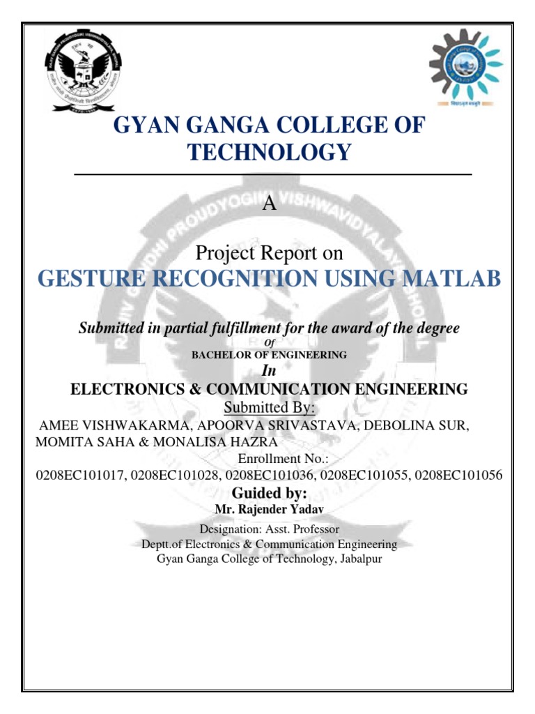 A Project Report On Gesture Recognition Using Matlab Pdf Matlab Artificial Neural Network