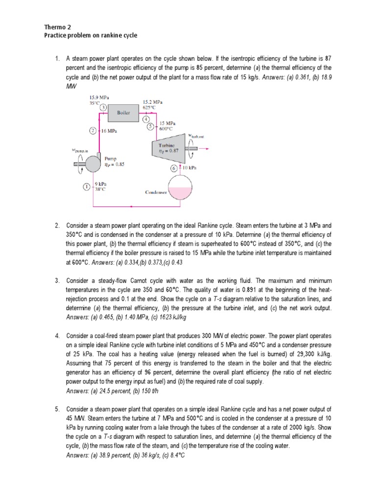 Rankine Cycle Problem | PDF | Steam Engine | Steam