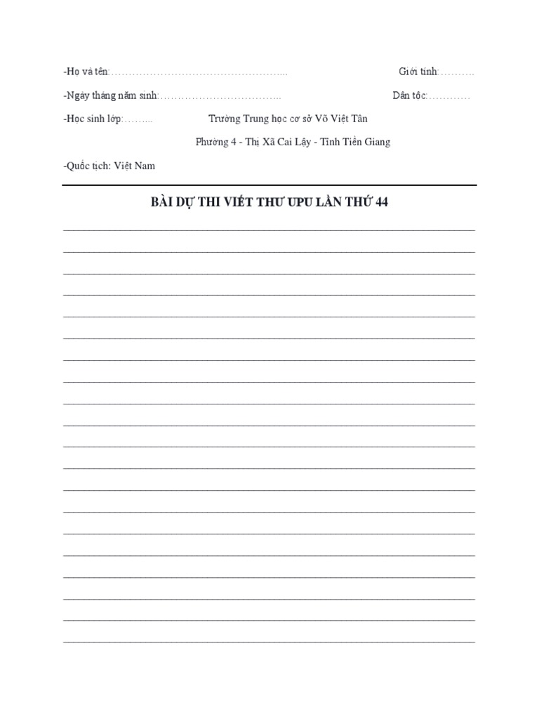 Mẫu giấy viết thư UPU | PDF