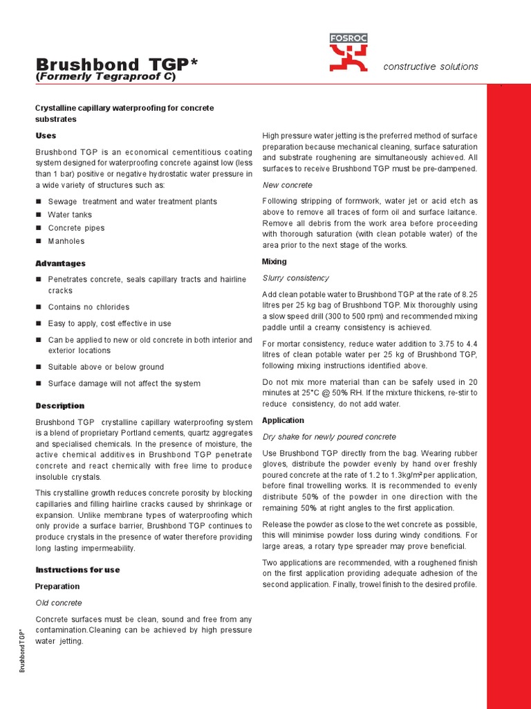 Brushbond TGP PDF | PDF | Concrete | Water