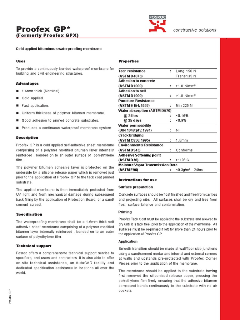 Proofex GP PDF | PDF | Adhesive | Asphalt