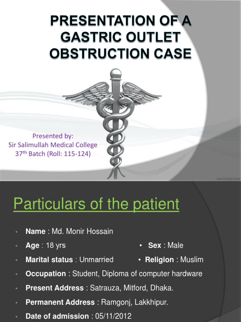 Case Study On Gastric Outlet Obstruction | PDF | Stomach | Organ (Anatomy)