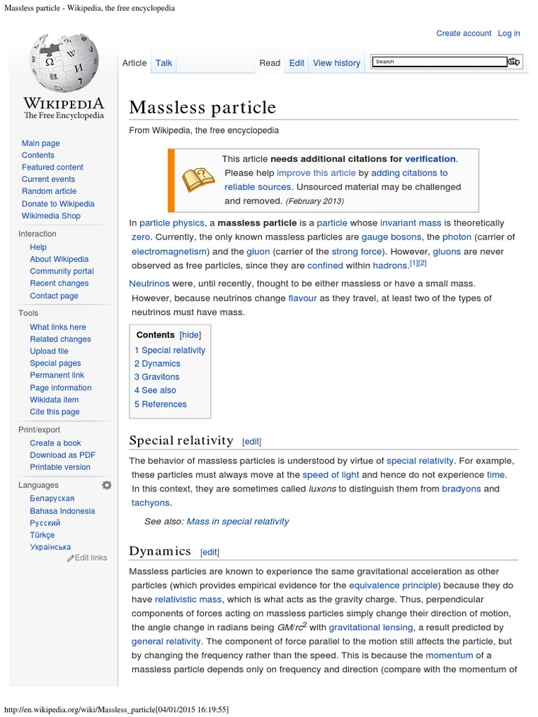 Massless Particle | PDF | Quantum Field Theory | Theory Of Relativity