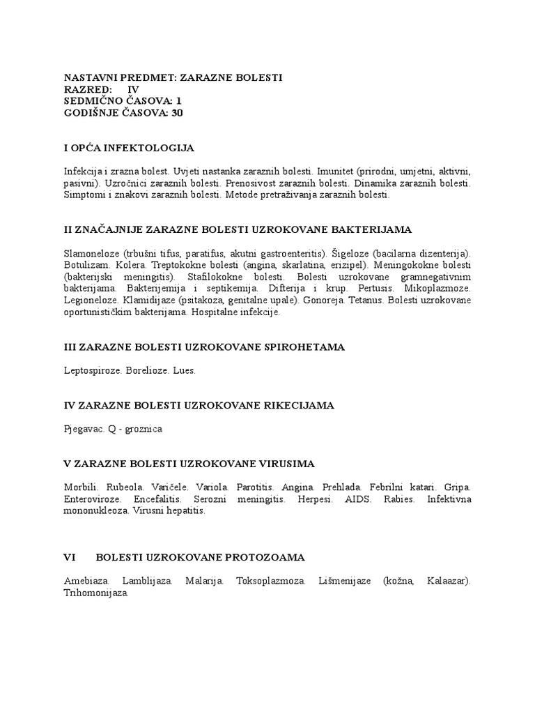 Zarazne Bolesti | PDF