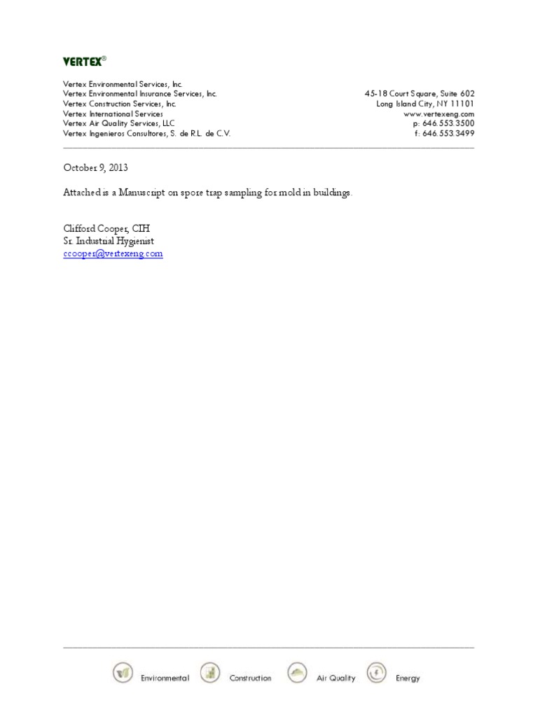 Sample Collection and Laboratory Analysis For Mold in Buildings | PDF ...