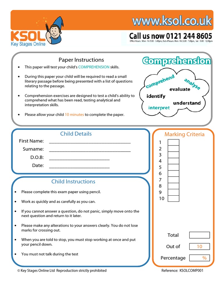 English Comprehension 11 Practice Paper | PDF | Reading Comprehension ...
