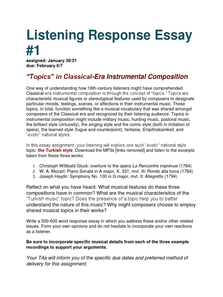 Music History Assignments | PDF | Classical Period (Music) | Composers