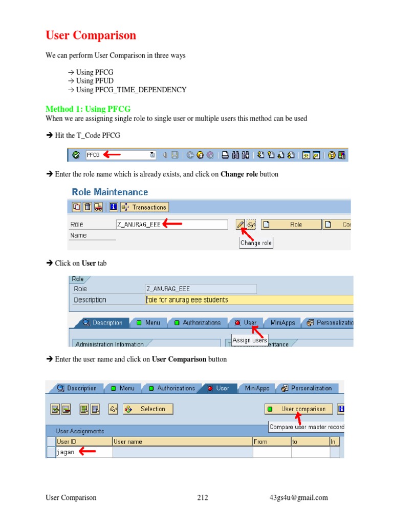 SAP User Comparison Methods Explained | PDF