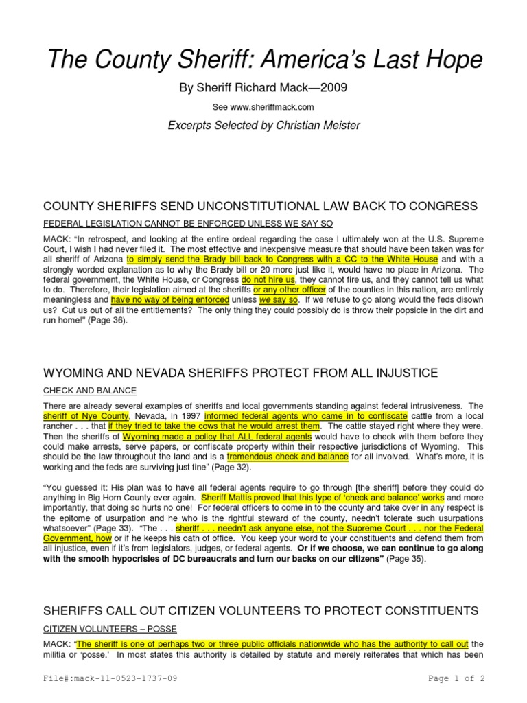 Sheriffs: Guardians of Local Power | PDF | Tenth Amendment To The ...