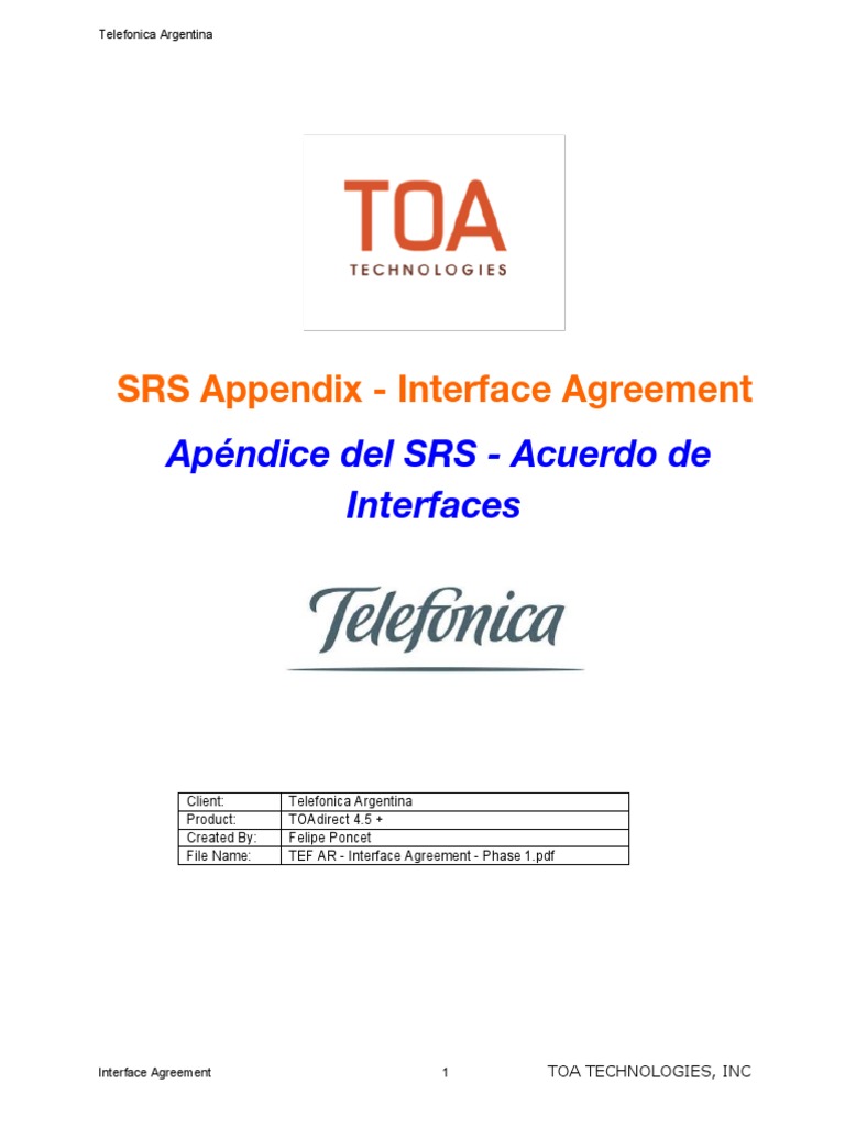 TEF AR - Interface Agreement Phase 1 v2.0 | PDF | Interfaz de ...