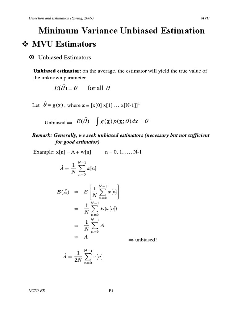 MVU | Estimator | Bias Of An Estimator