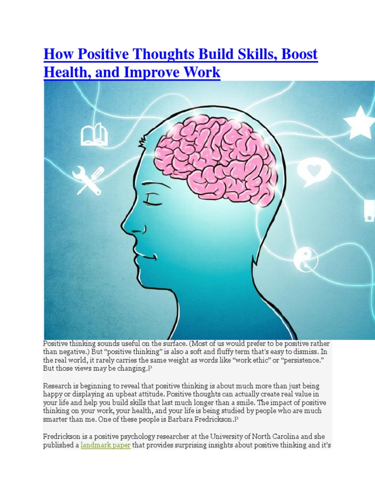How Positive Thoughts Build Skills | PDF | Emotions | Applied Psychology
