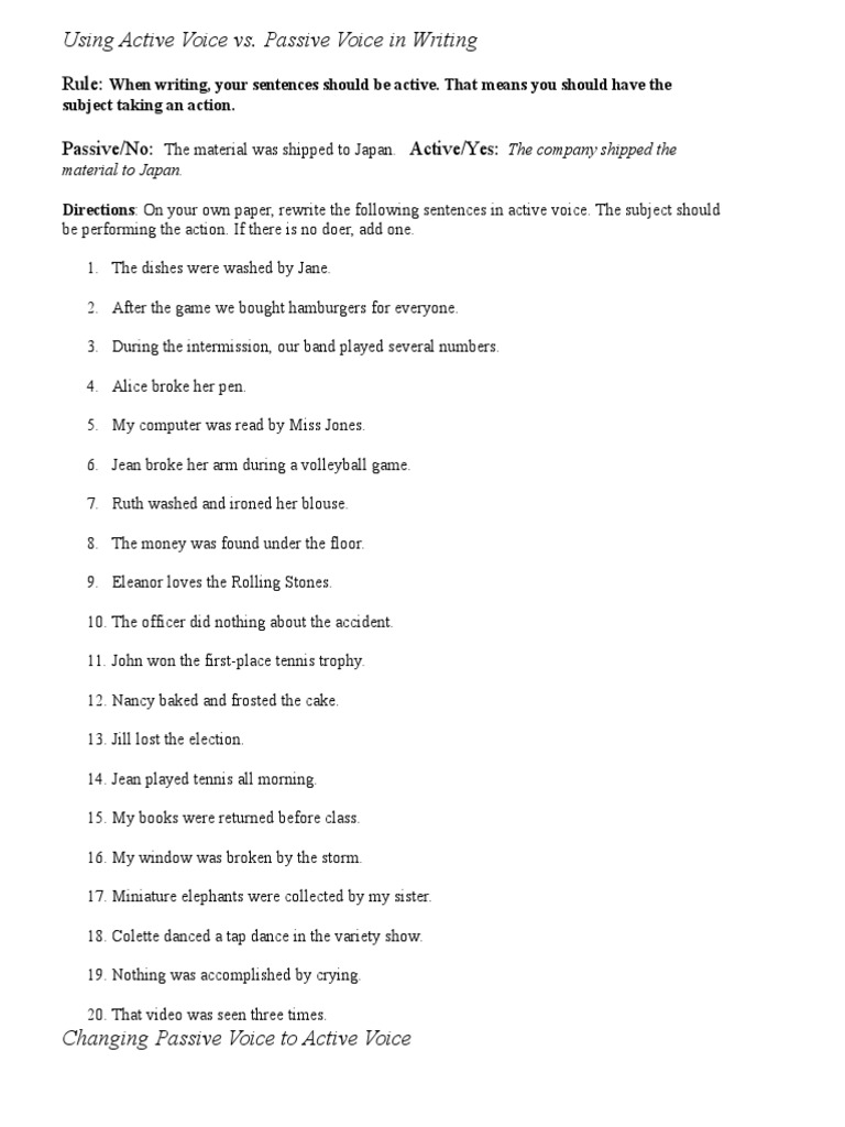 Active Passive Voice Re Writing | PDF
