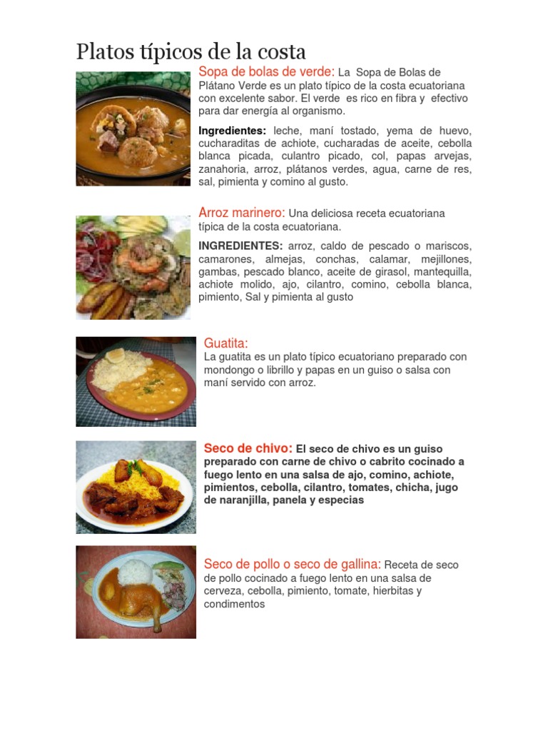 Platos Típicos de La Costa | PDF | Cilantro | Cocina