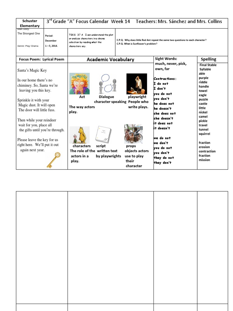 3rd Grade Focus Calendar Week 14 | PDF