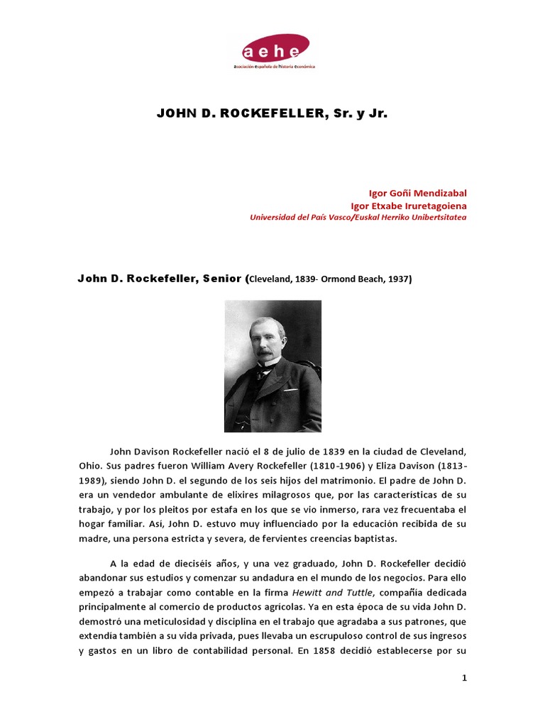 John Davison Rockefeller Biografía | PDF | John D. Rockefeller | Aceite estándar