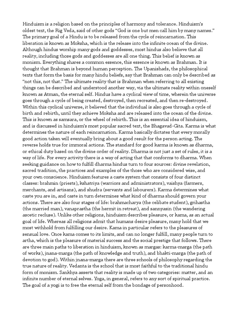 An Overview of Key Concepts in Hinduism: Dharma, Samsara, Karma, Moksha ...