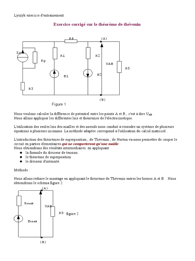 Exercice Corrige Electrocinetique | PDF | Tension électrique | Grandeur physique