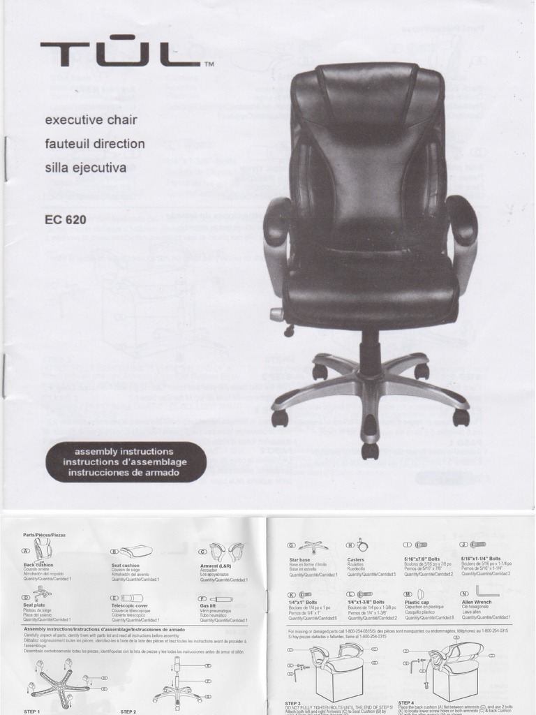 Office Depot TUL Executive Chair Ec 620 Assembly Instructions | PDF ...