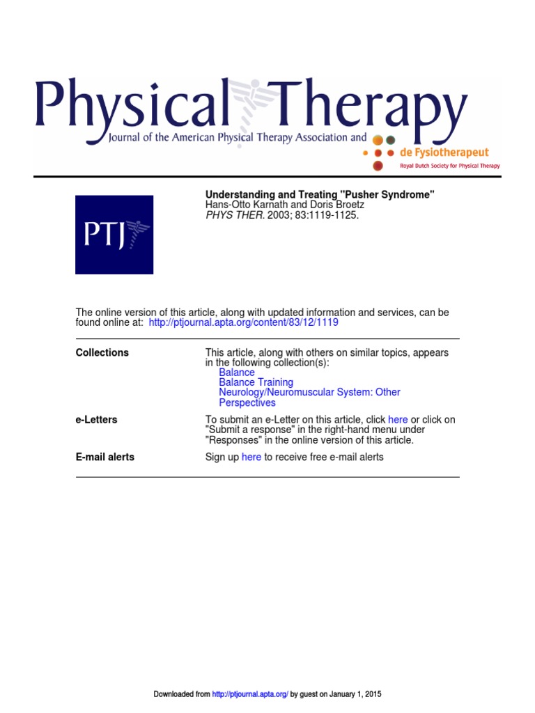 Pusher SYndrome Understanding and Treating | PDF | Lateralization Of ...