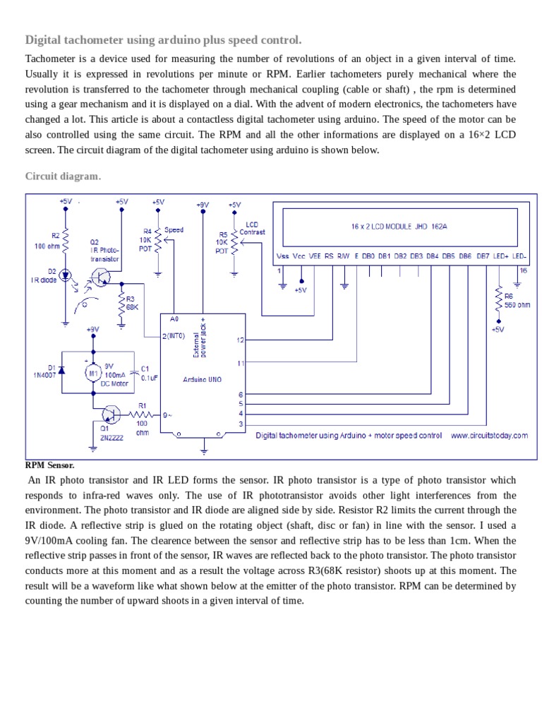Digital Tachometer Using Arduino Plus Speed Control. | PDF | Transistor | Electronic Circuits
