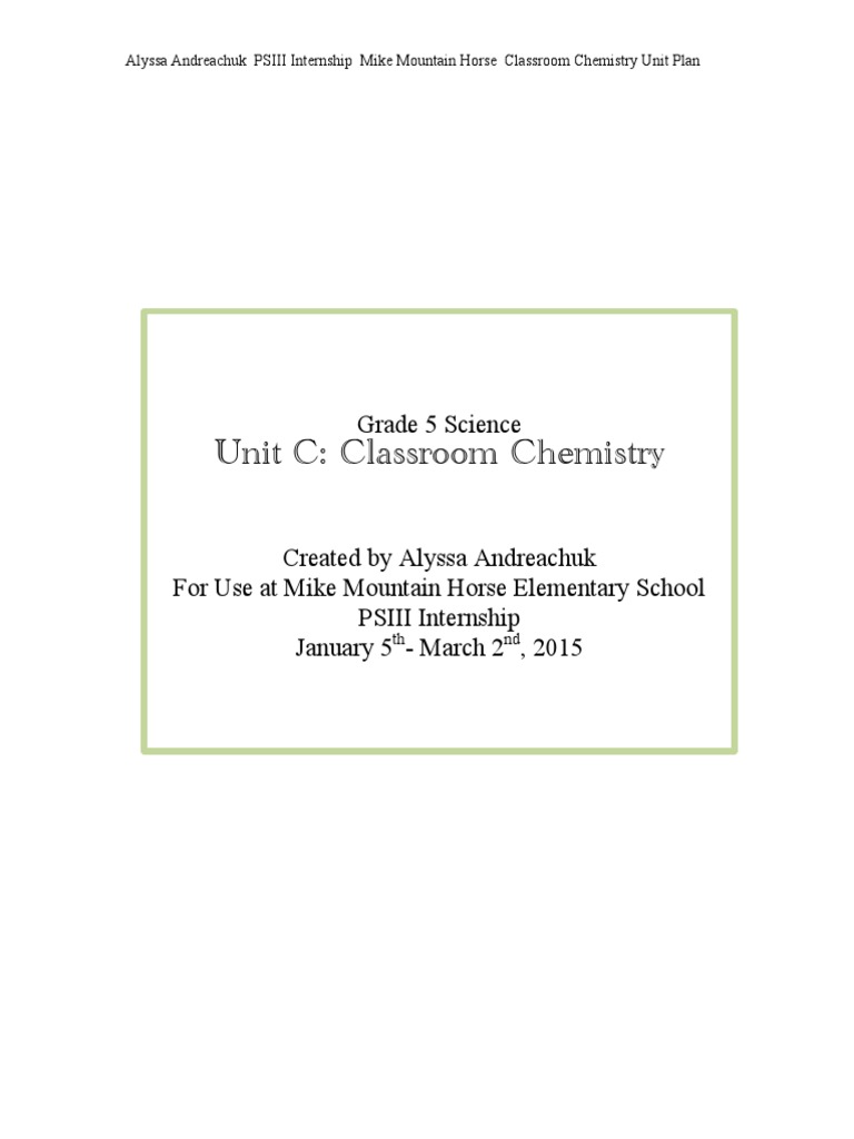 Grade 5 Classroom Chemistry Plan | PDF | Solubility | Chemistry