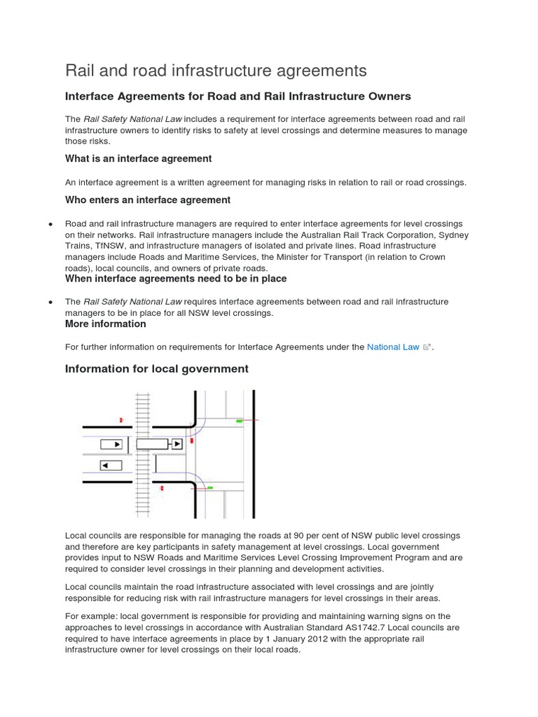 Interface Agreements For Road and Rail Infrastructure Owners | PDF ...