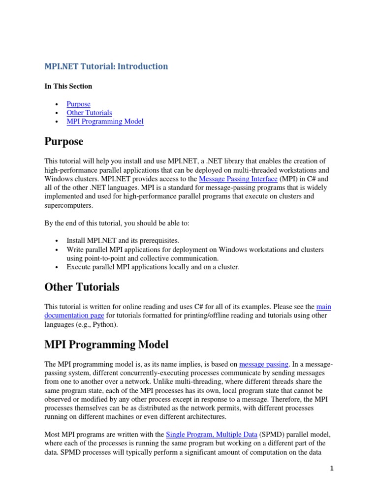 MPI Tutorial | PDF | Message Passing Interface | Message Passing MPI Tutorial | PDF | Message Passing Interface | Message Passing