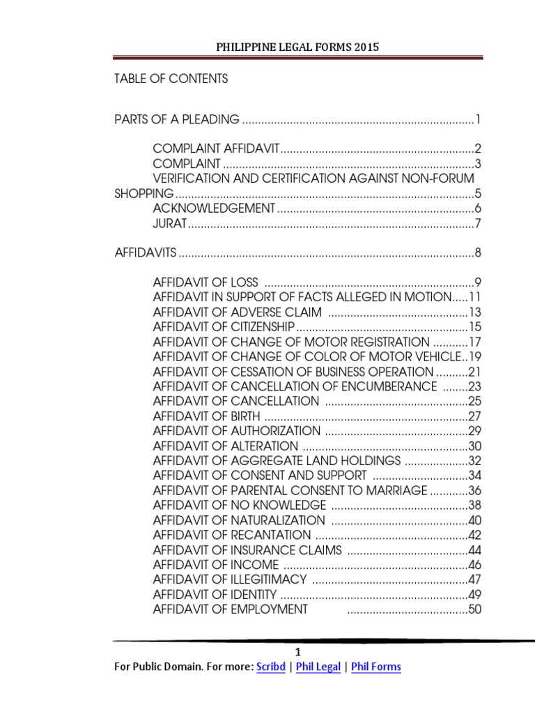 Philippine Legal Forms Overview | PDF | Affidavit | Deed