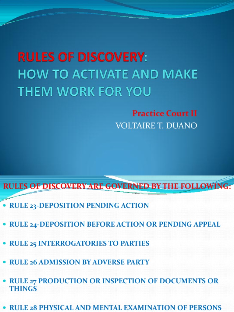 Depositions Pending Action Rules of Discovery | PDF | Deposition (Law ...