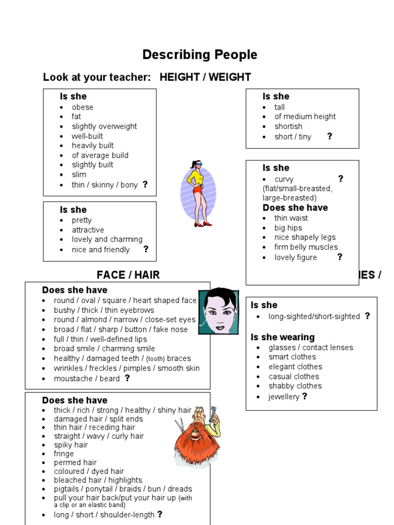 Describing People | PDF | Hair | Human Appearance