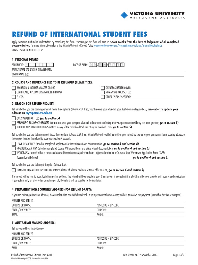 International Student Fee Refund Process | PDF | Address (Geography ...