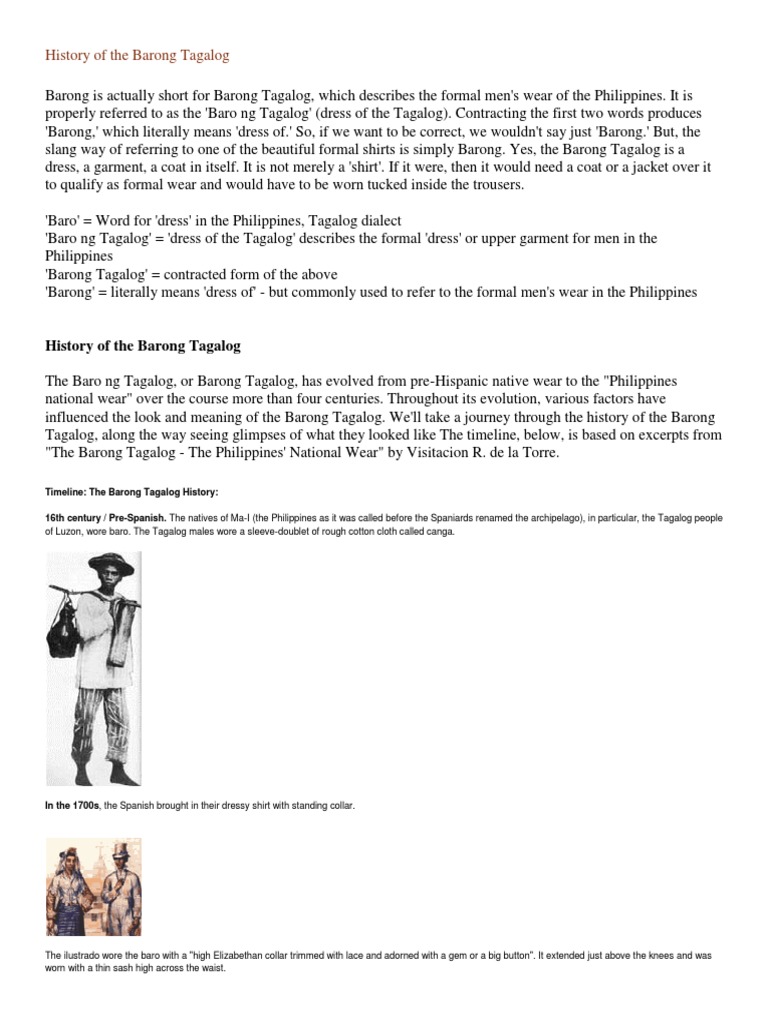 History of the Barong Tagalog | Philippines | Fashion