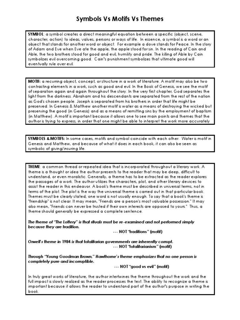 Understanding Symbols, Motifs, and Themes | PDF | Book Of Genesis ...