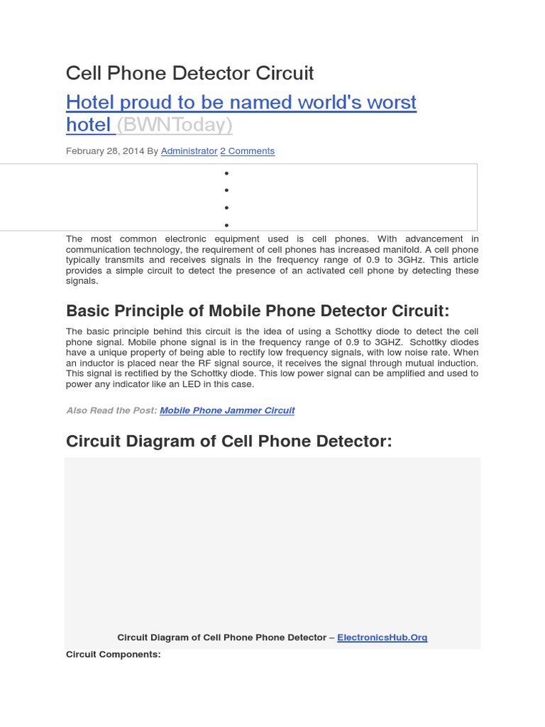 Cell Phone Detector Circuit | PDF | Bipolar Junction Transistor ...