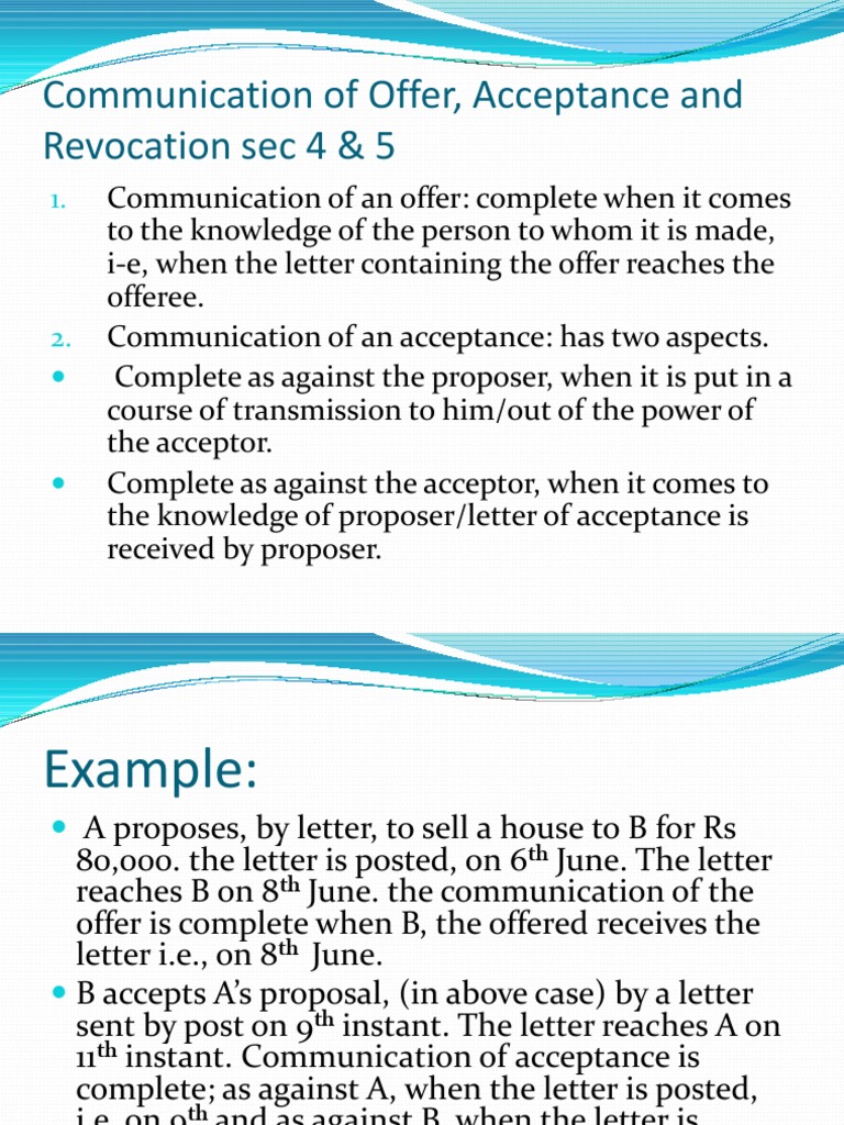 Communication of Offer, Acceptance and Revocation | Offer And Acceptance