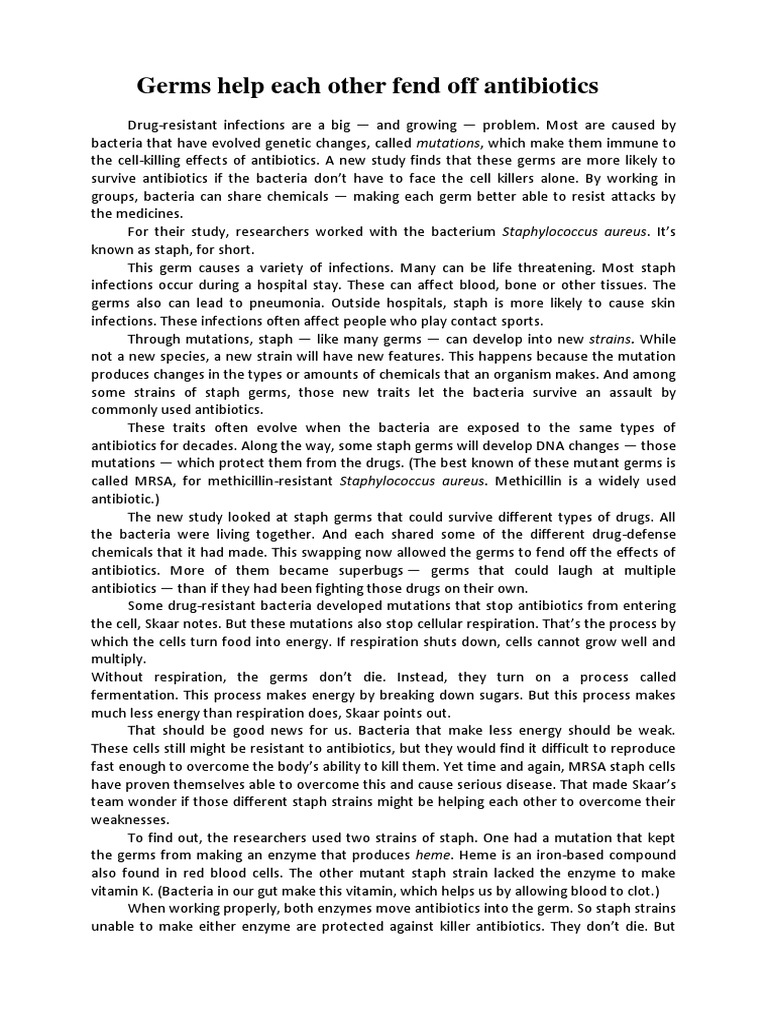 Germs Help Each Other Fend Off Antibiotics | PDF | Antimicrobial ...