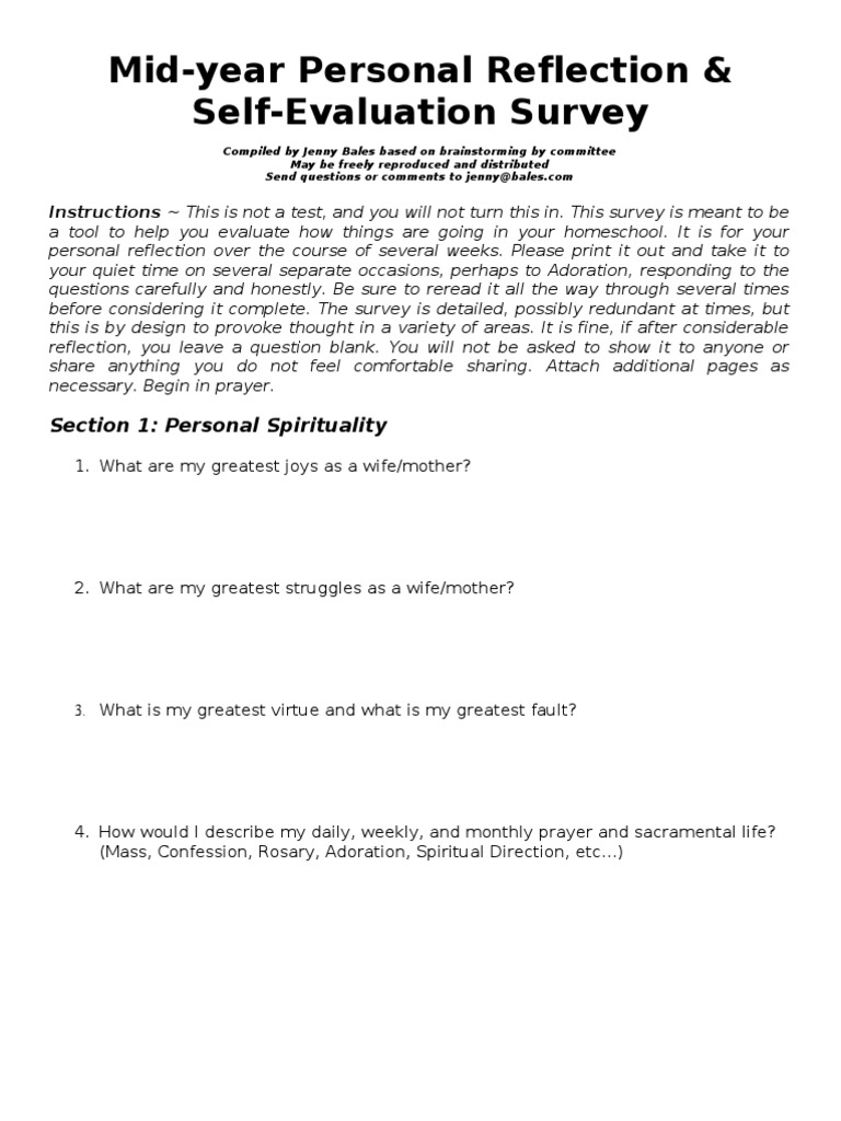 Midyear Reflection Survey | PDF