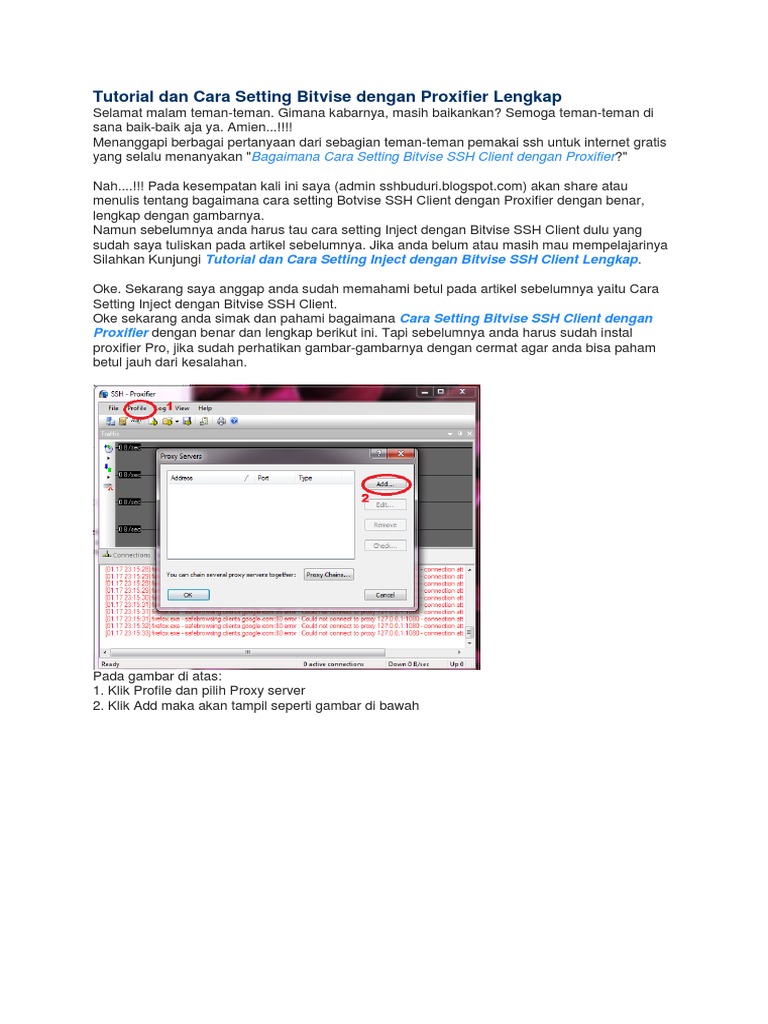 Tutorial Dan Cara Setting Bitvise Dengan Proxifier Lengkap | PDF