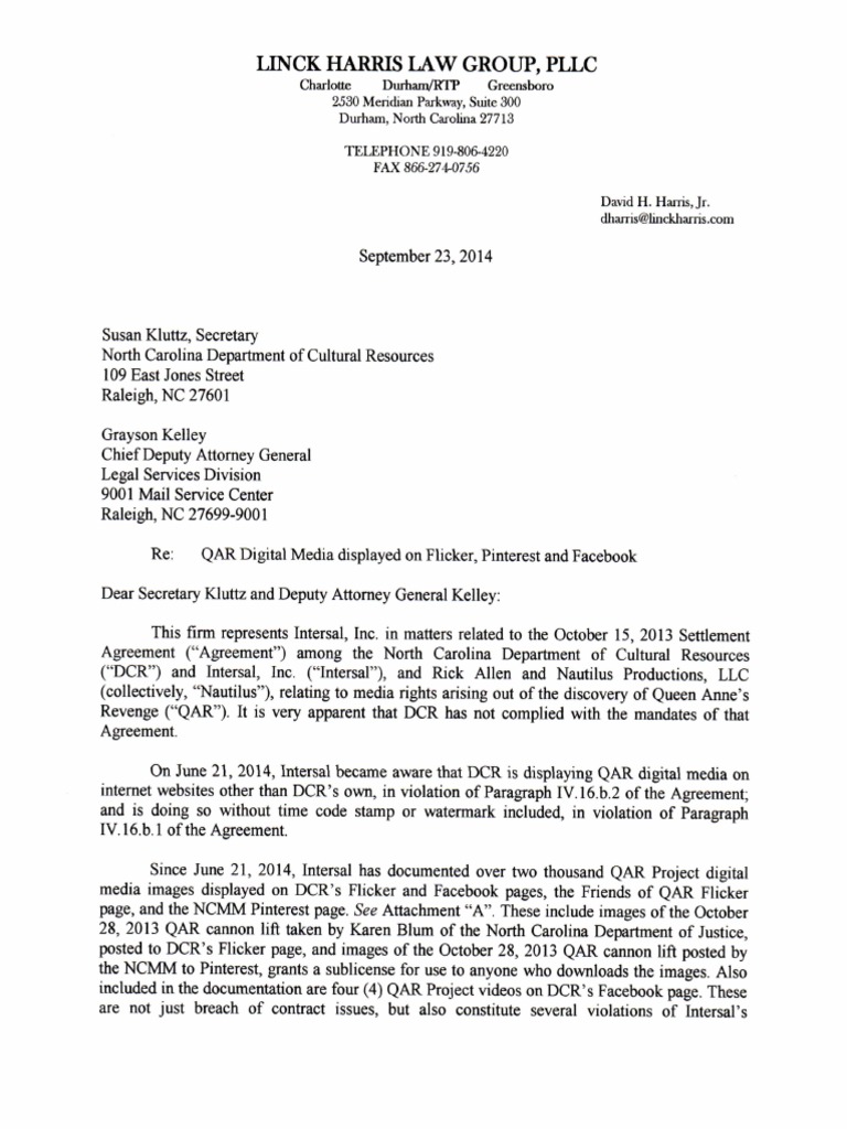 Intersal NCDCR Violations Demand Letter | PDF | Pinterest | North Carolina