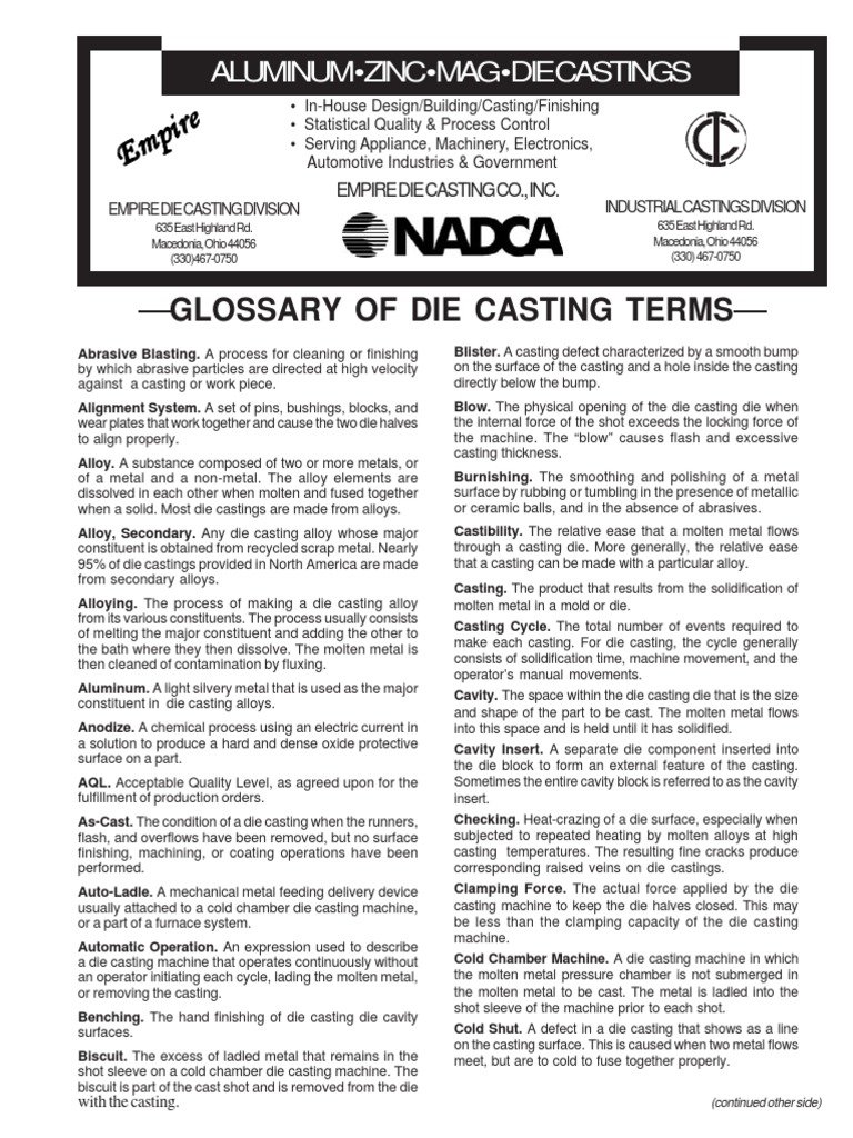 Glossary-Casting Terms PDF | PDF | Casting (Metalworking) | Industries
