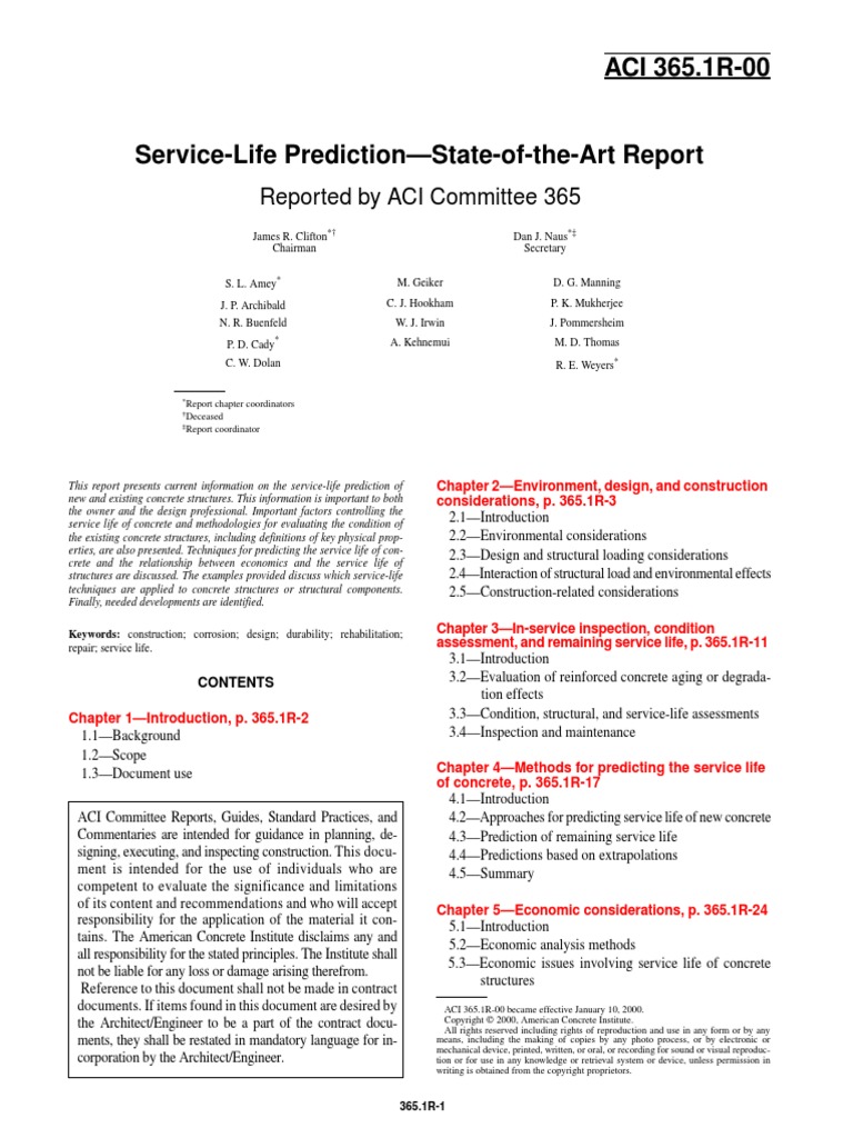 Aci 365.1R-00 | PDF | Corrosion | Concrete