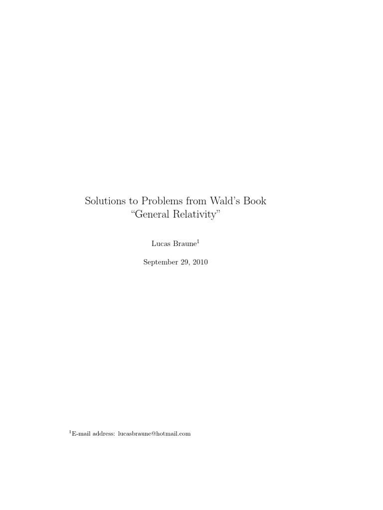 Wald General Relativity Solutions | PDF | Basis (Linear Algebra ...