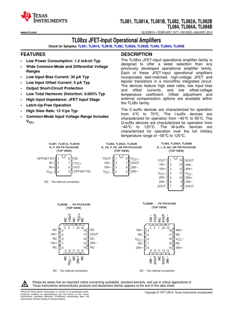 tl084 datasheet | Operational Amplifier | Amplifier
