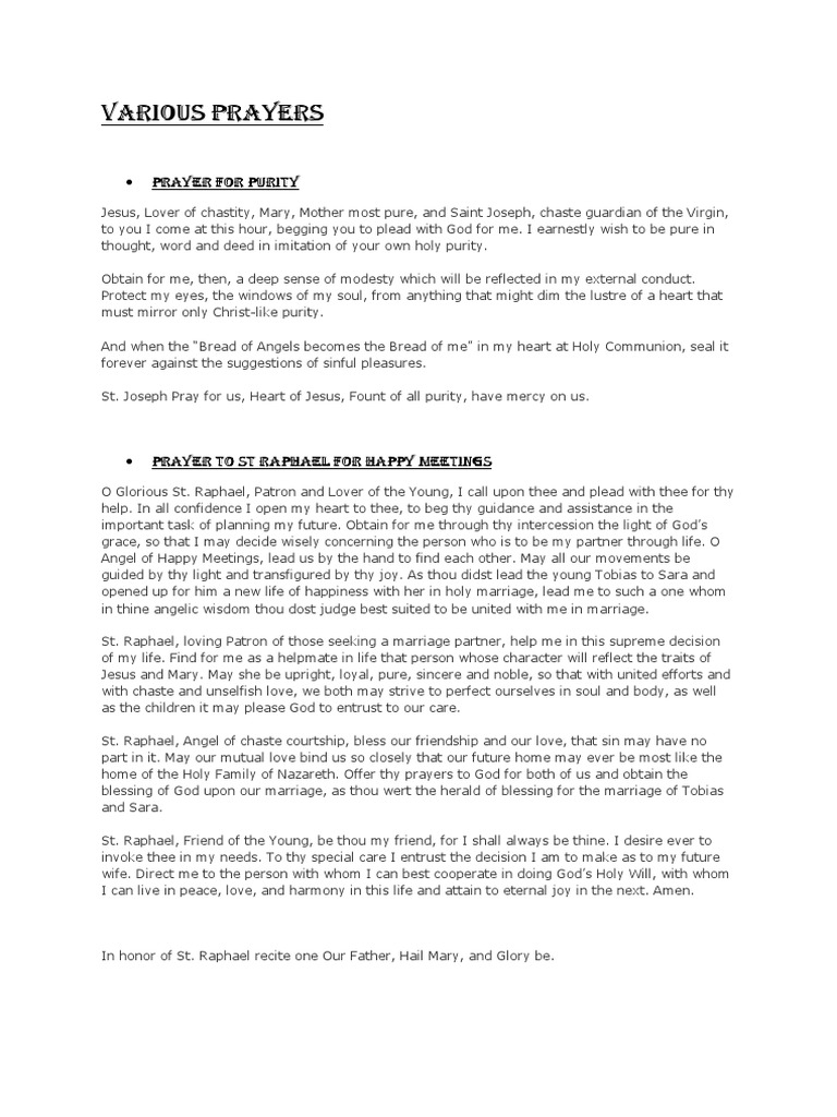 Various Prayers: Prayer For Purity | PDF | Grace In Christianity | Sin