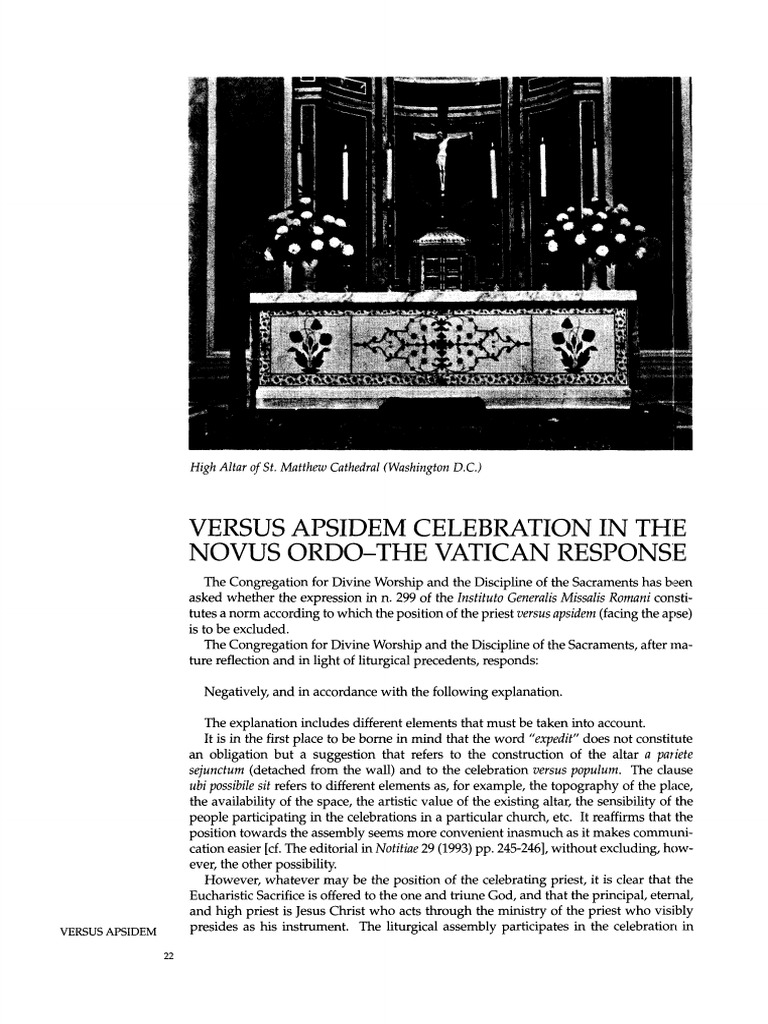 An Article On The "Ad Orientem" Mass | PDF | Priest | Catholic Theology ...